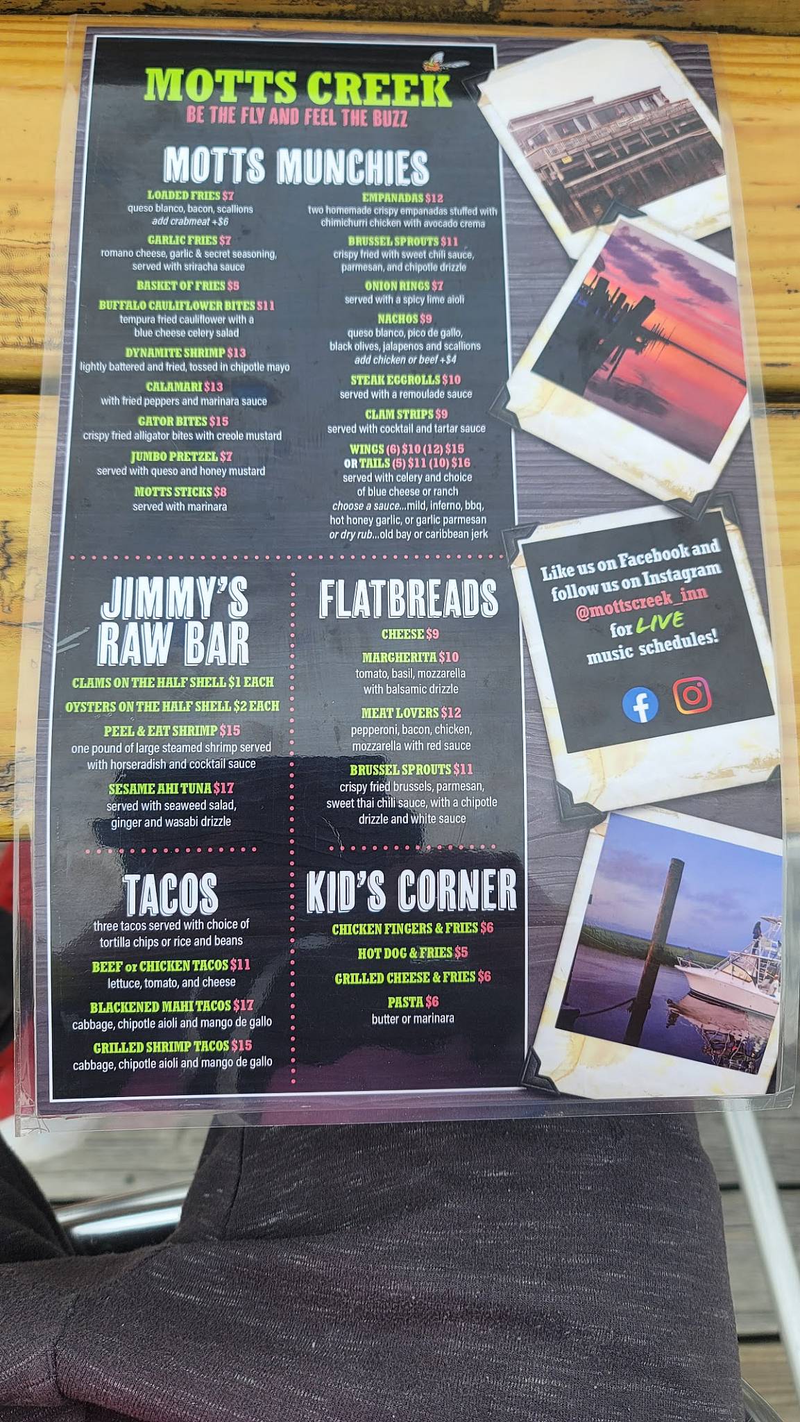 Menu at Motts Creek Inn pub & bar, Galloway