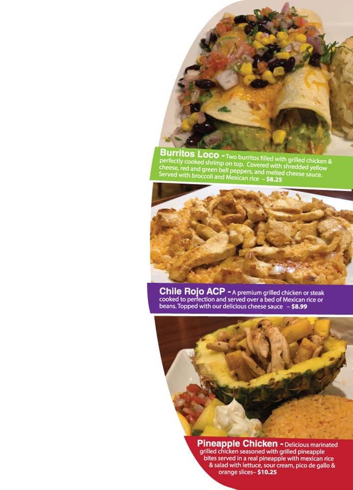 Menu at Chile Rojo Mexican Cuisine restaurant, Mount Airy