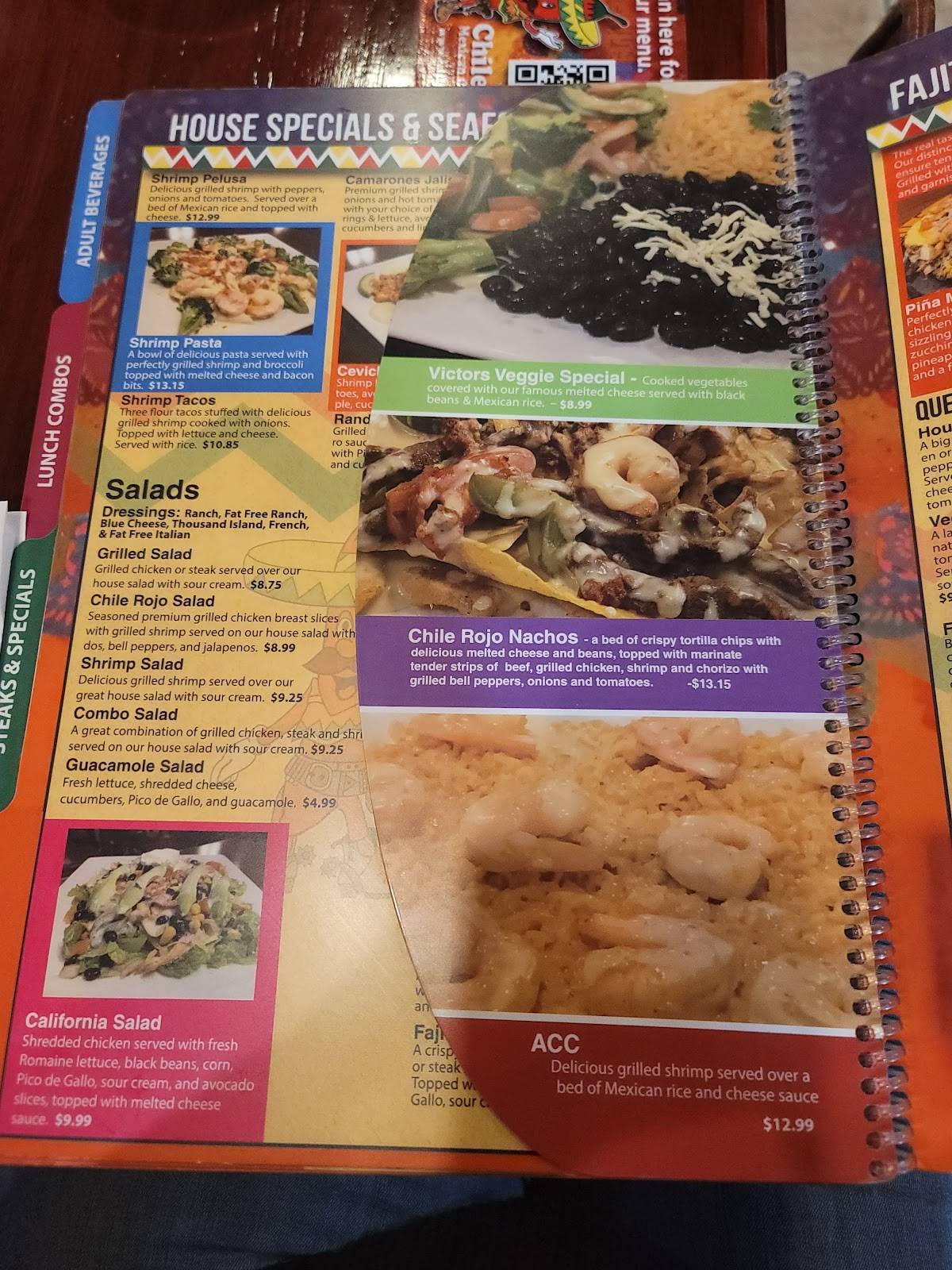 Menu at Chile Rojo Mexican Cuisine restaurant, Mount Airy