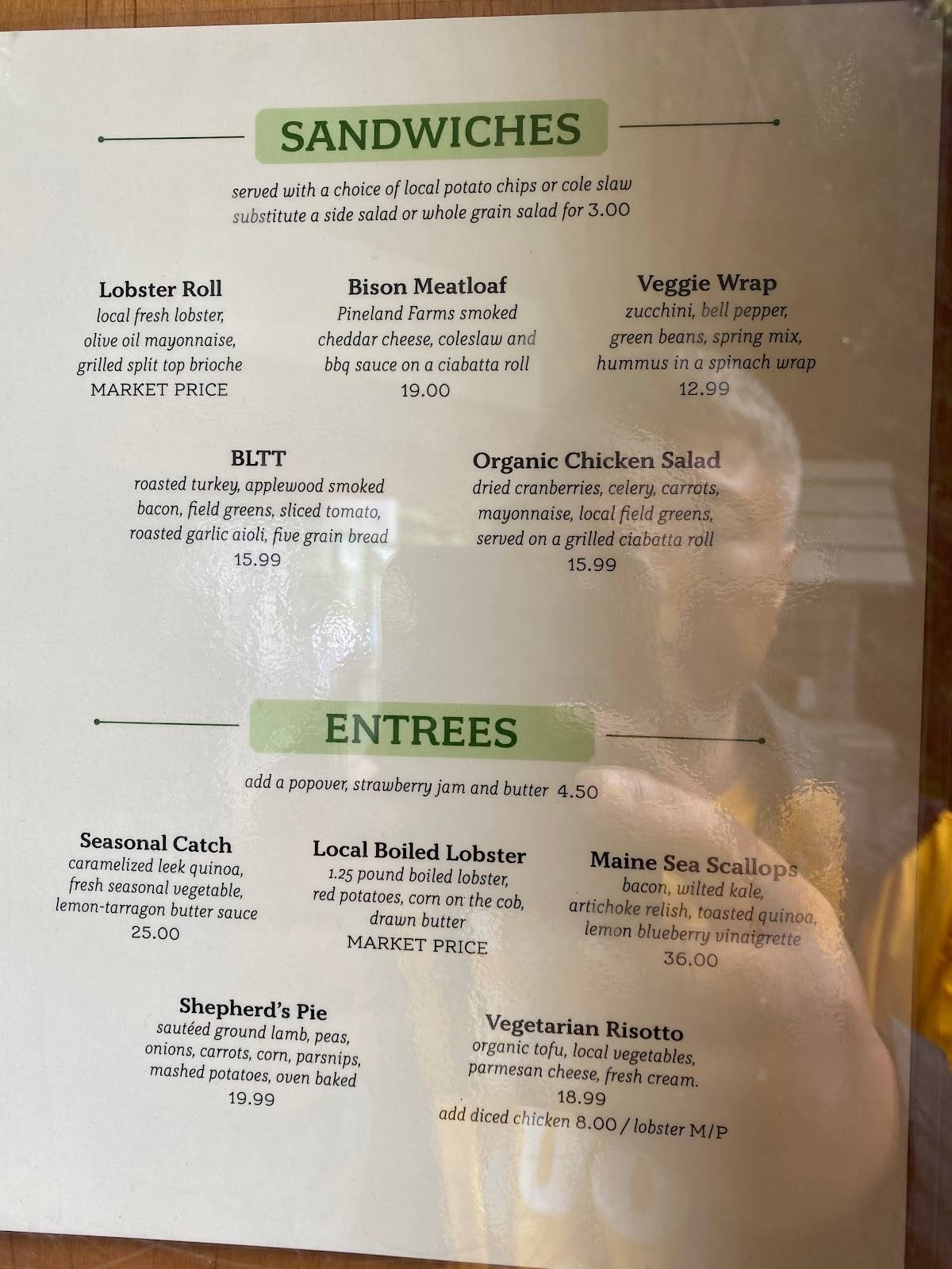 Menu at Jordan Pond House Restaurant, Mount Desert, Park Loop Rd