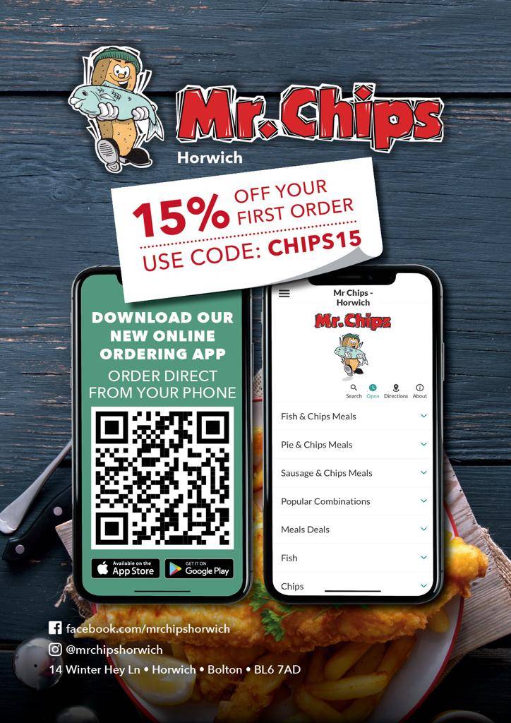 Menu at Mr Chips restaurant, Horwich