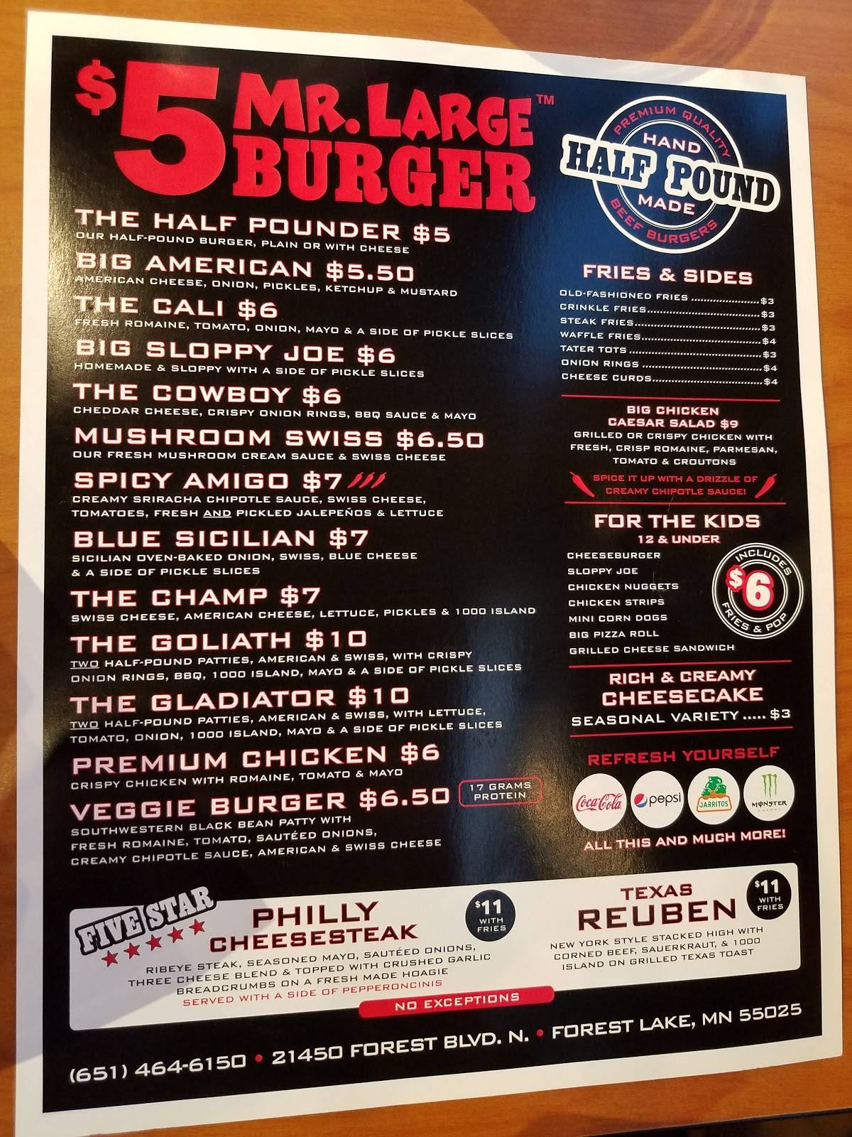 Menu at Mr Large Burrito restaurant, Forest Lake, Forest Blvd N Suite 100