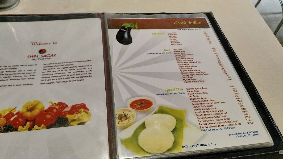 Menu at Shiv Sagar, Mumbai, K-16