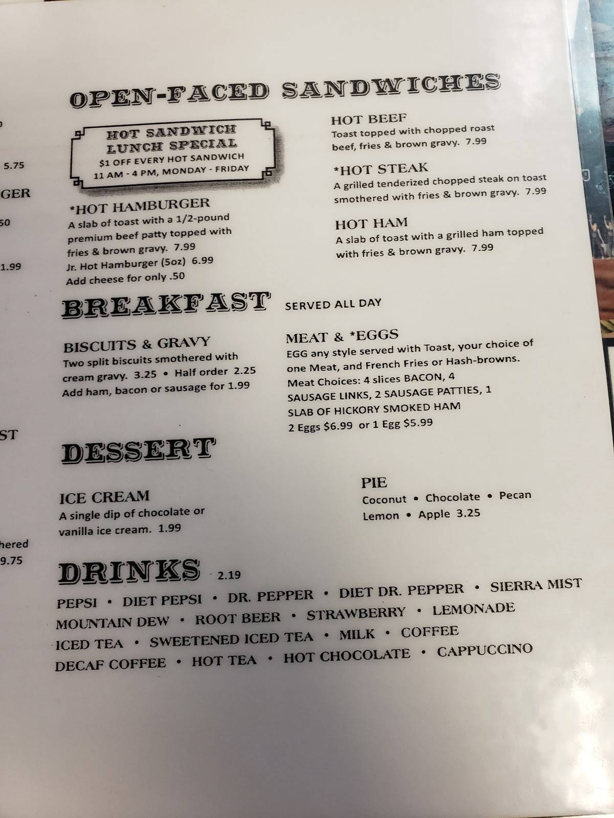 Menu at Murphy's Original Steak House steakhouse, Bartlesville