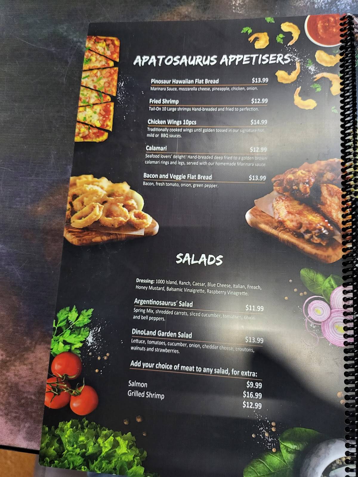 Menu at DinoLand Cafe, Myrtle Beach