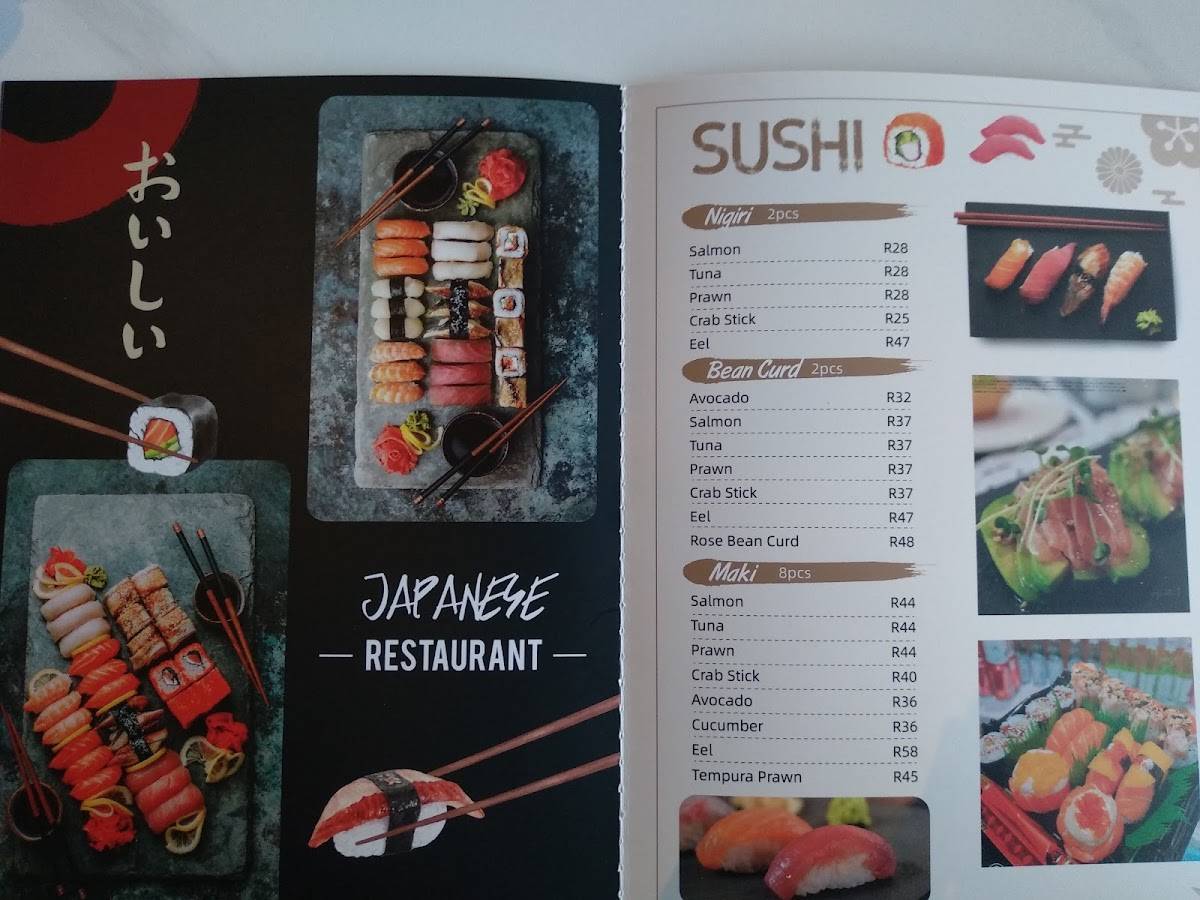 Menu at Nagoya Restaurant, Bloemfontein