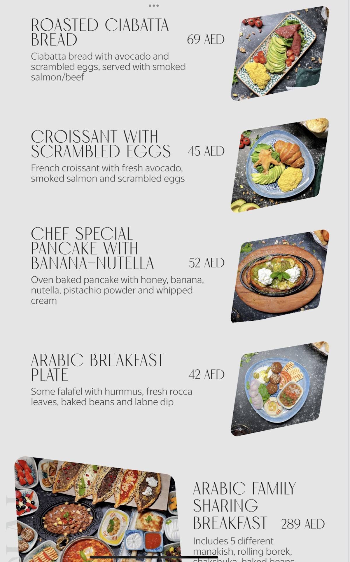 Menu at Navat Restaurant, Dubai