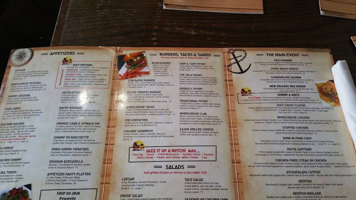 Menu at Neches River Wheelhouse restaurant, Port Neches