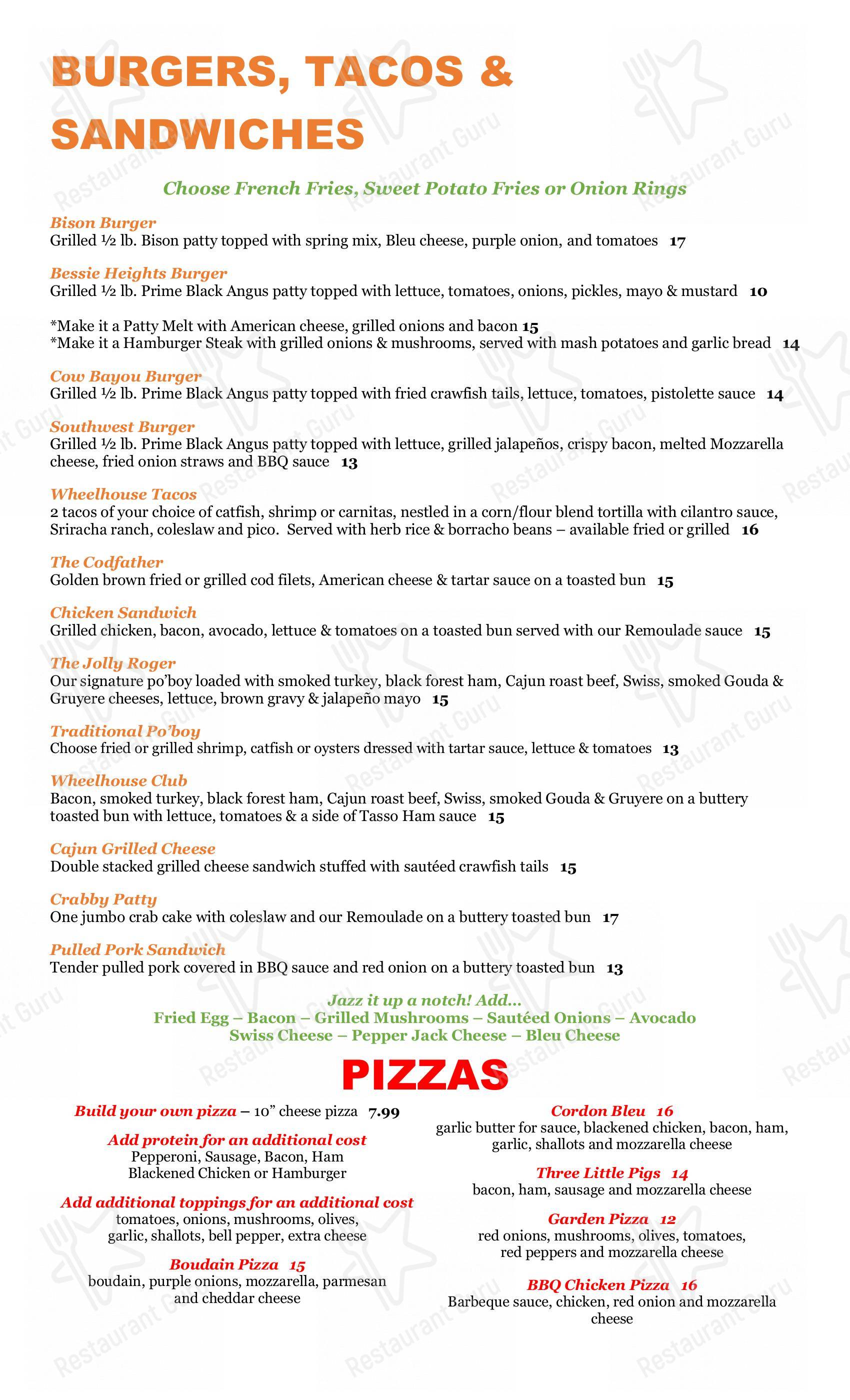 Menu at Neches River Wheelhouse restaurant, Port Neches