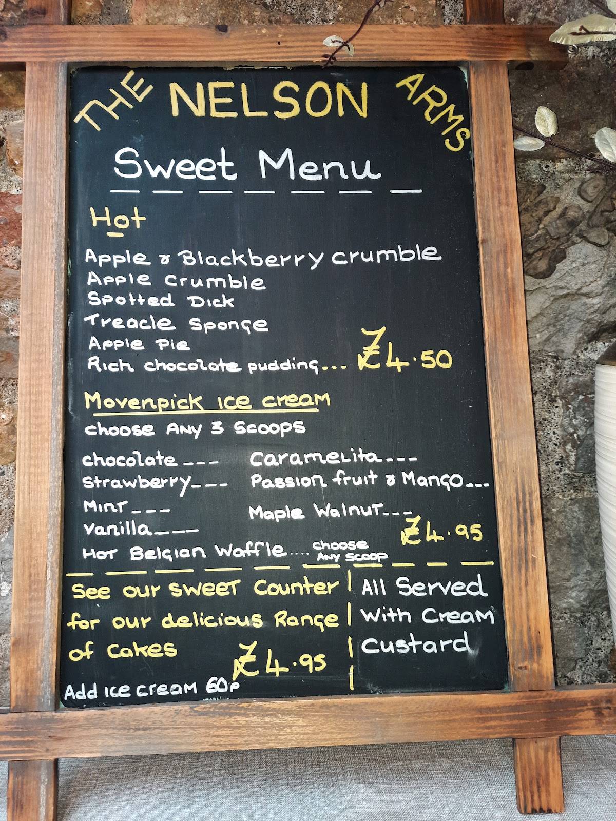 Menu at Nelson Arms pub & bar, Winscombe
