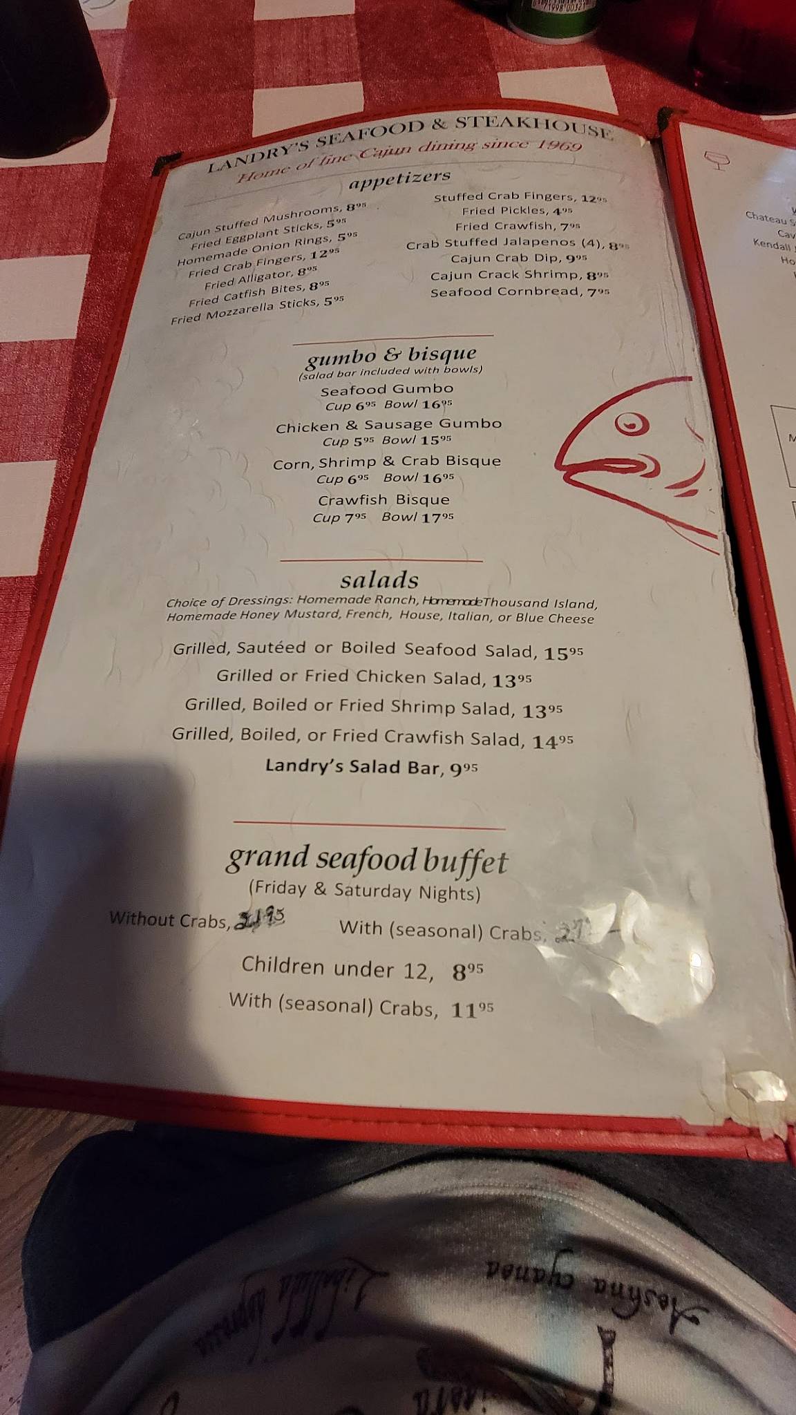 Menu at Landry's Cajun, Seafood & Steakhouse, New Iberia