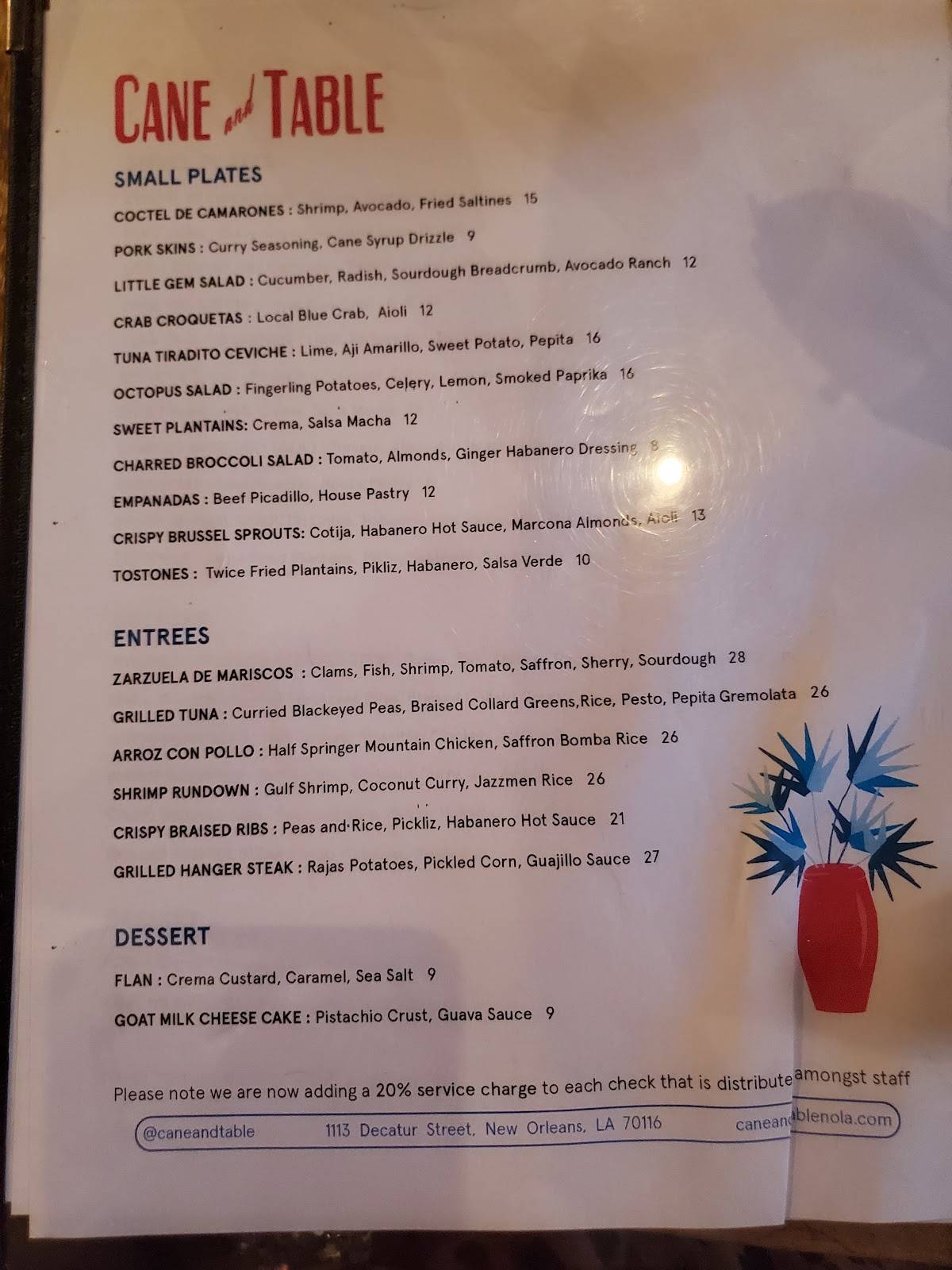 Menu at Cane and Table pub & bar, New Orleans, Decatur St