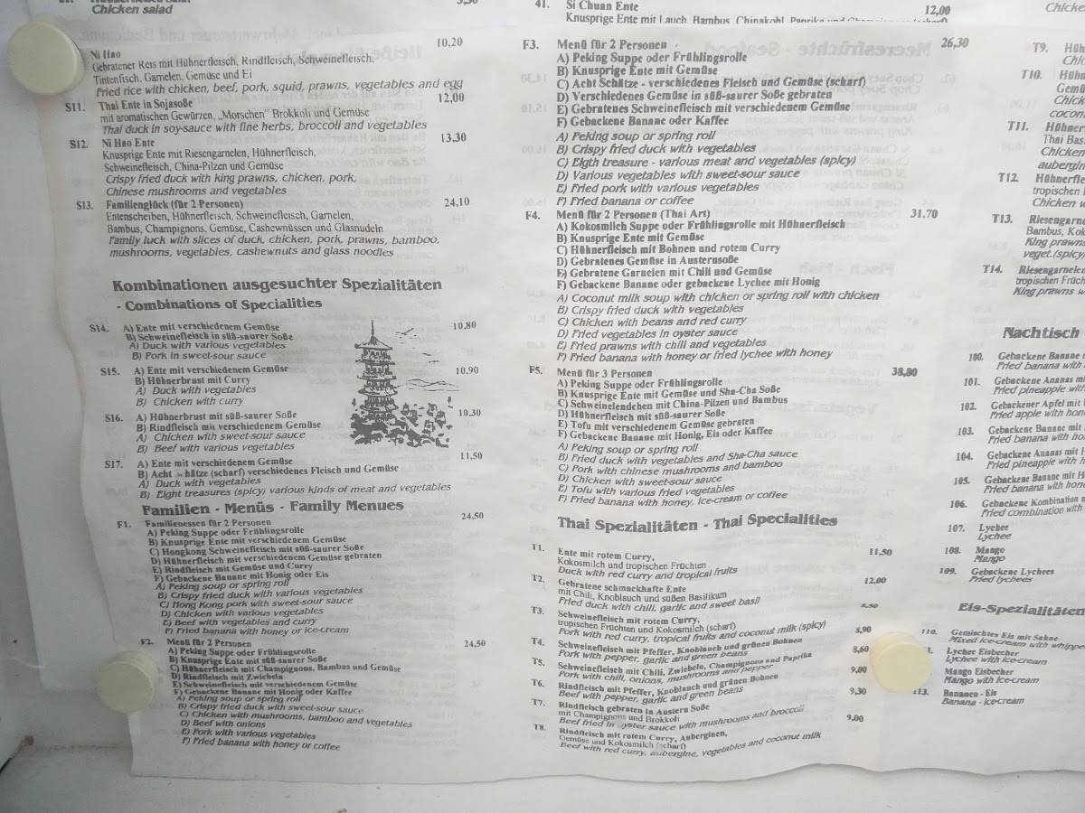 Menu at Ni-Hao China Restaurant, Oppenheim