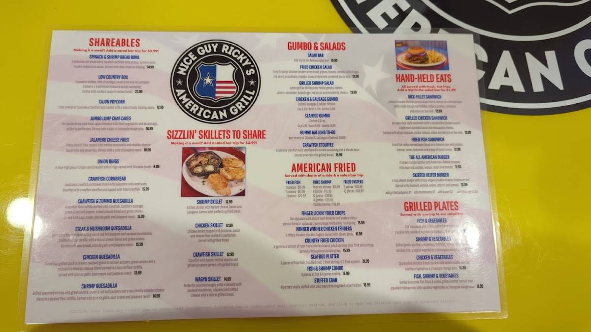 Menu at Nice Guy Ricky’s American Grill of Lumberton restaurant ...