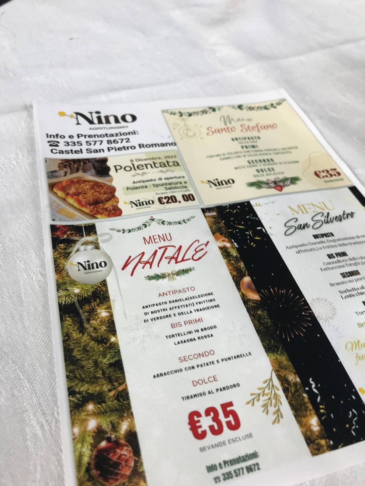 Menu da Nino Agriturismo ristorante, Castel San Pietro Romano