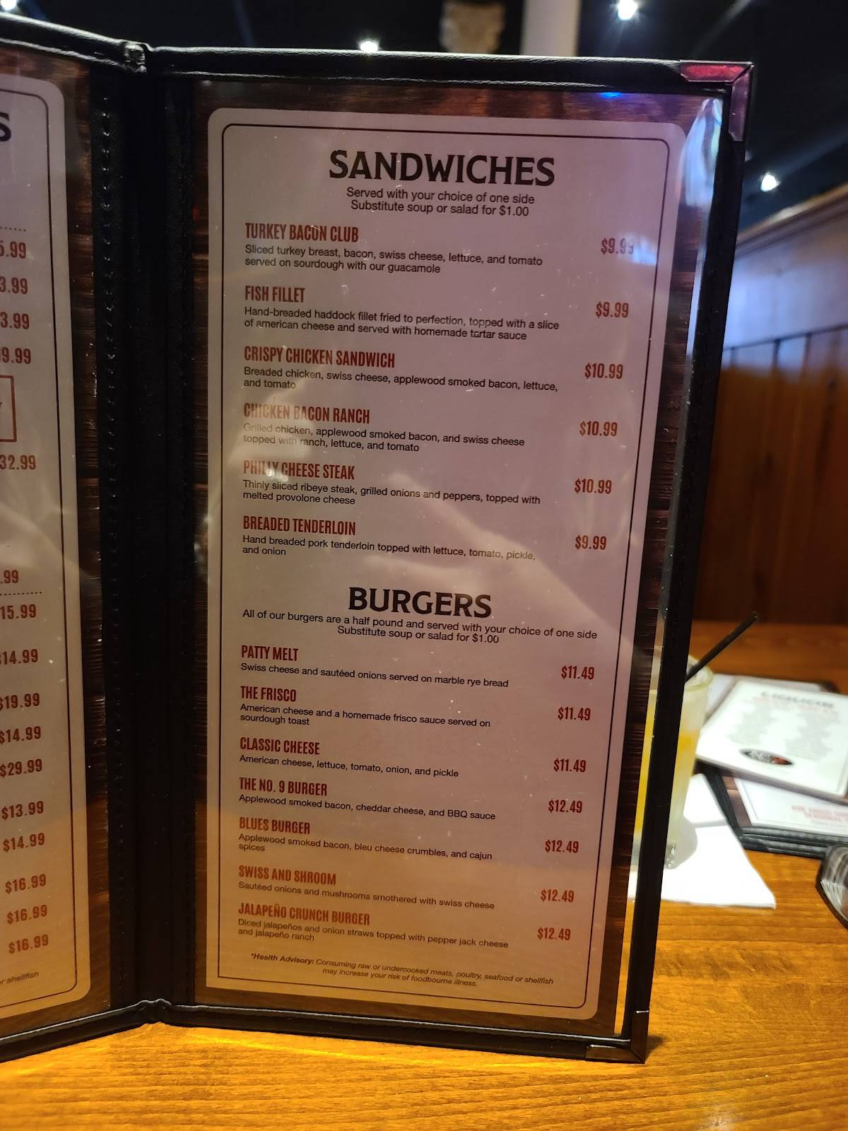 Menu at No. 9 Grill pub & bar, Cambridge City