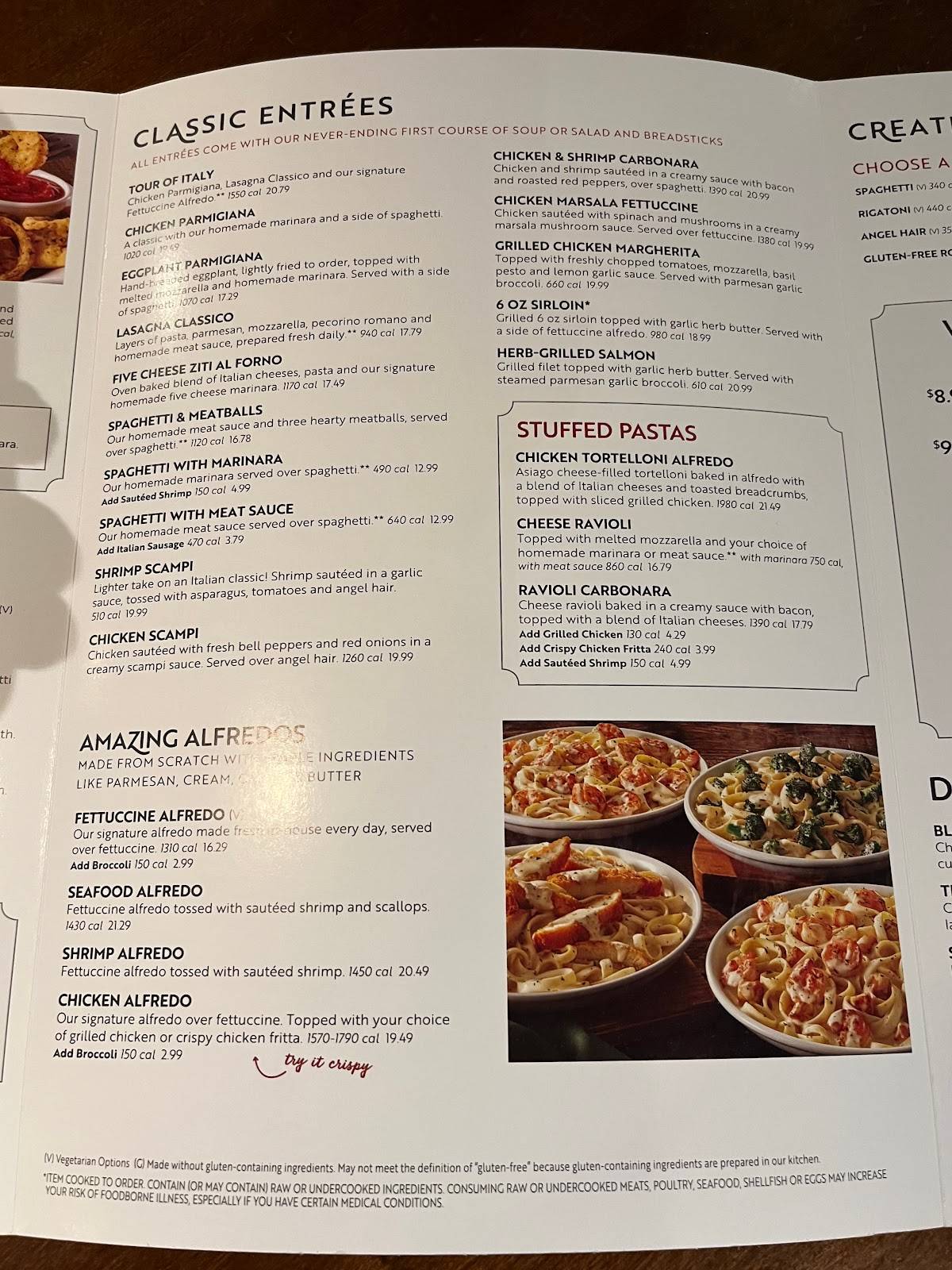 Menu at Olive Garden Italian Restaurant, Novi, Crescent Blvd