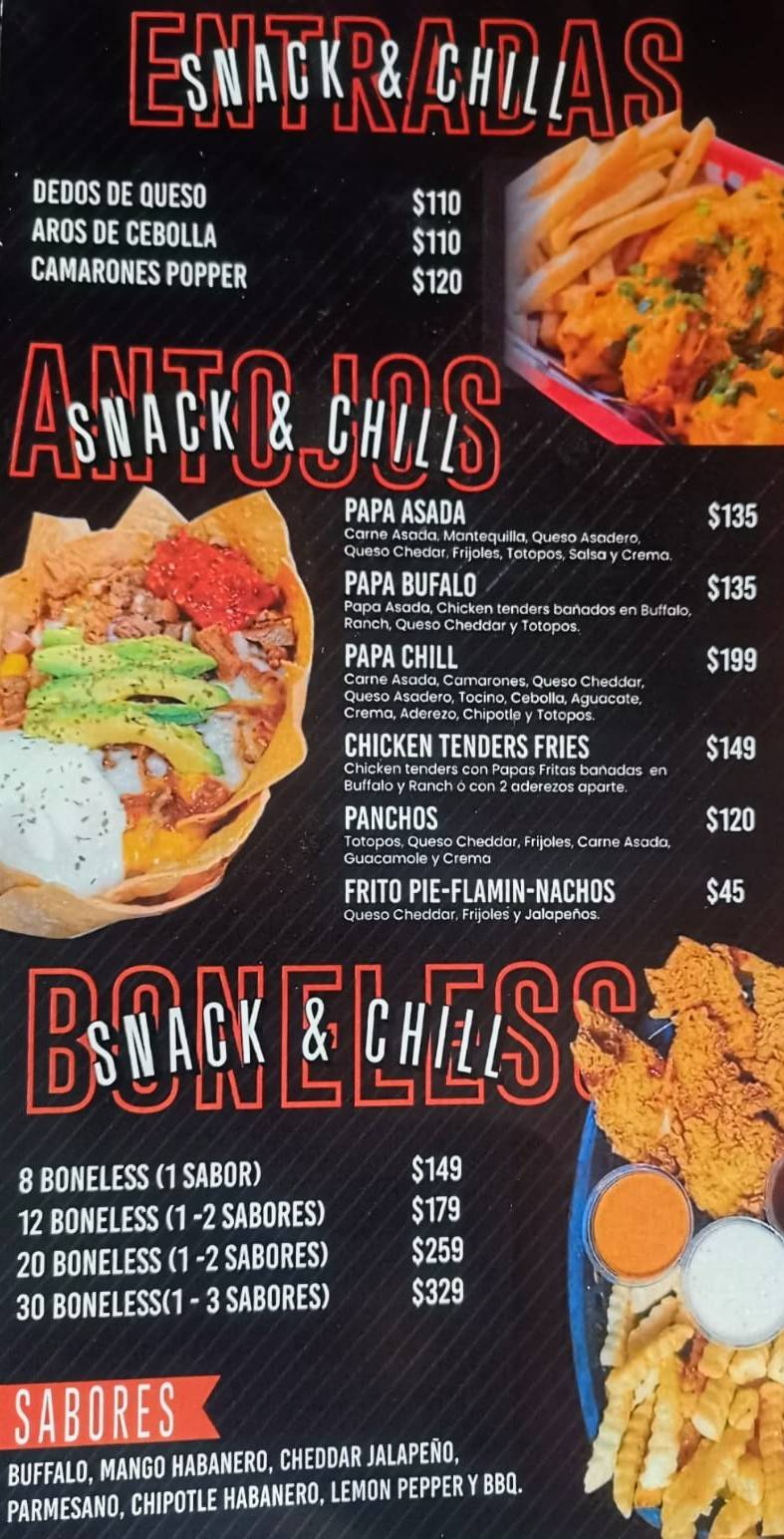 Carta del restaurante Snack & chill, Nuevo Laredo