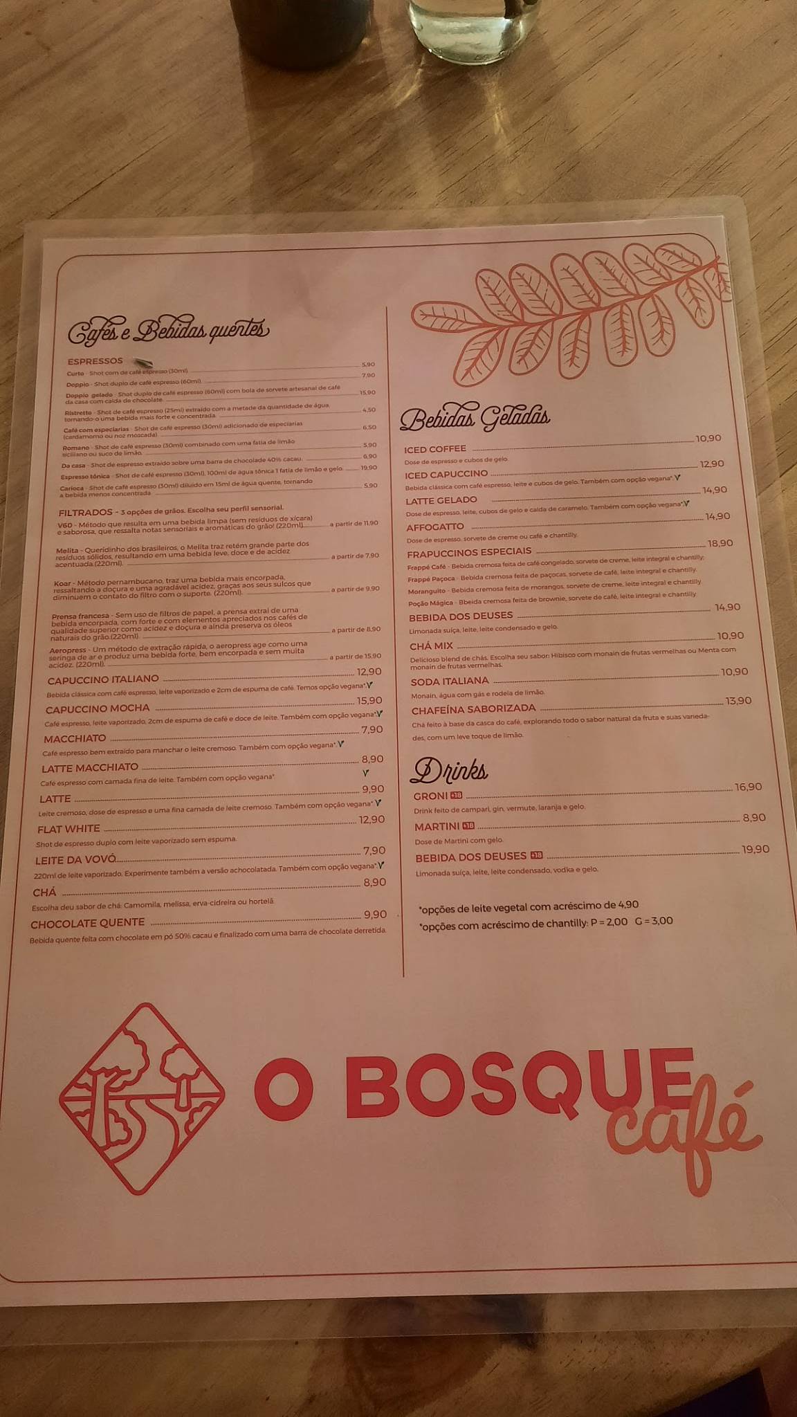 Menu em O Bosque Café, Caruaru