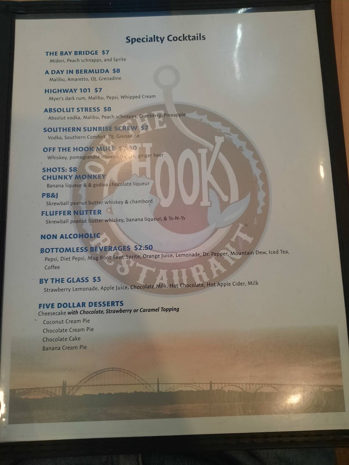 Menu at Off The Hook Bar & Grill, Newport