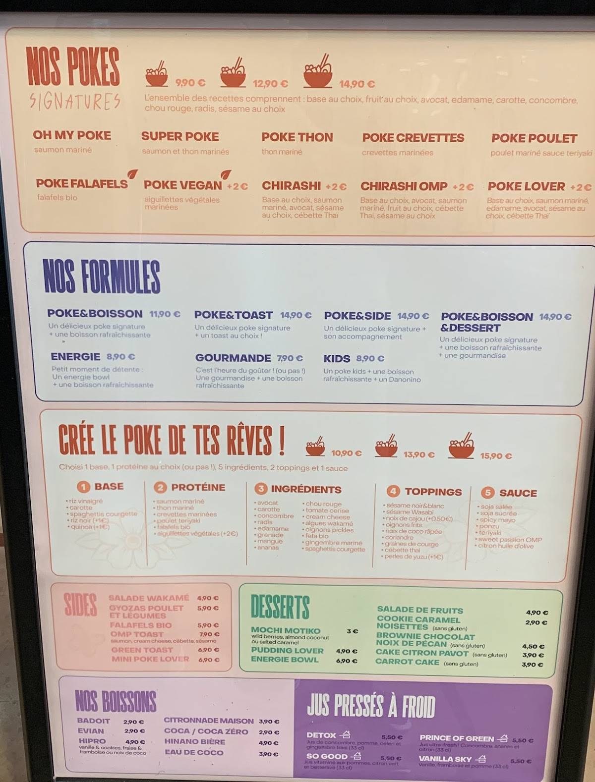 Menu au Oh My Poke Tronchet restaurant, Paris