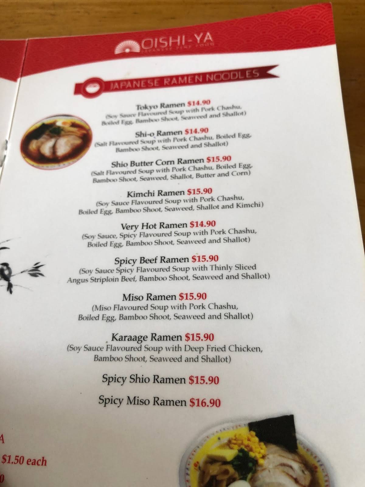 Menu at Oishi Ya Japanese: Sushi Train restaurant, Darwin City