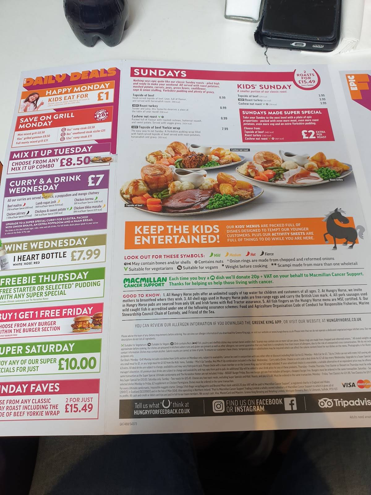 Menu at Old Farmhouse - Hungry Horse (Scunthorpe) pub & bar, Scunthorpe