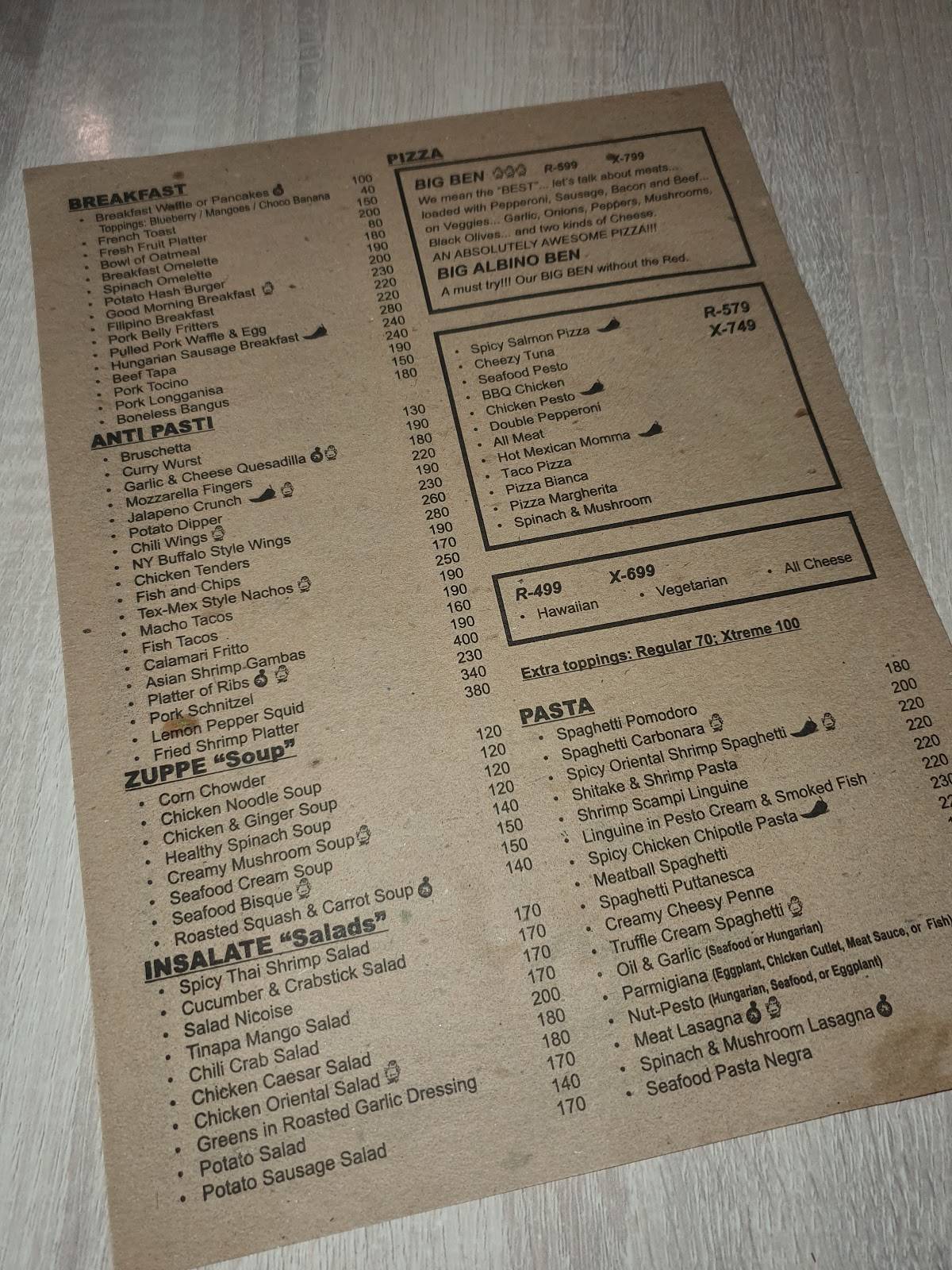 Menu at Xtremely Xpresso Cafe, Olongapo, #1 Dewey Avenue Subic Bay ...