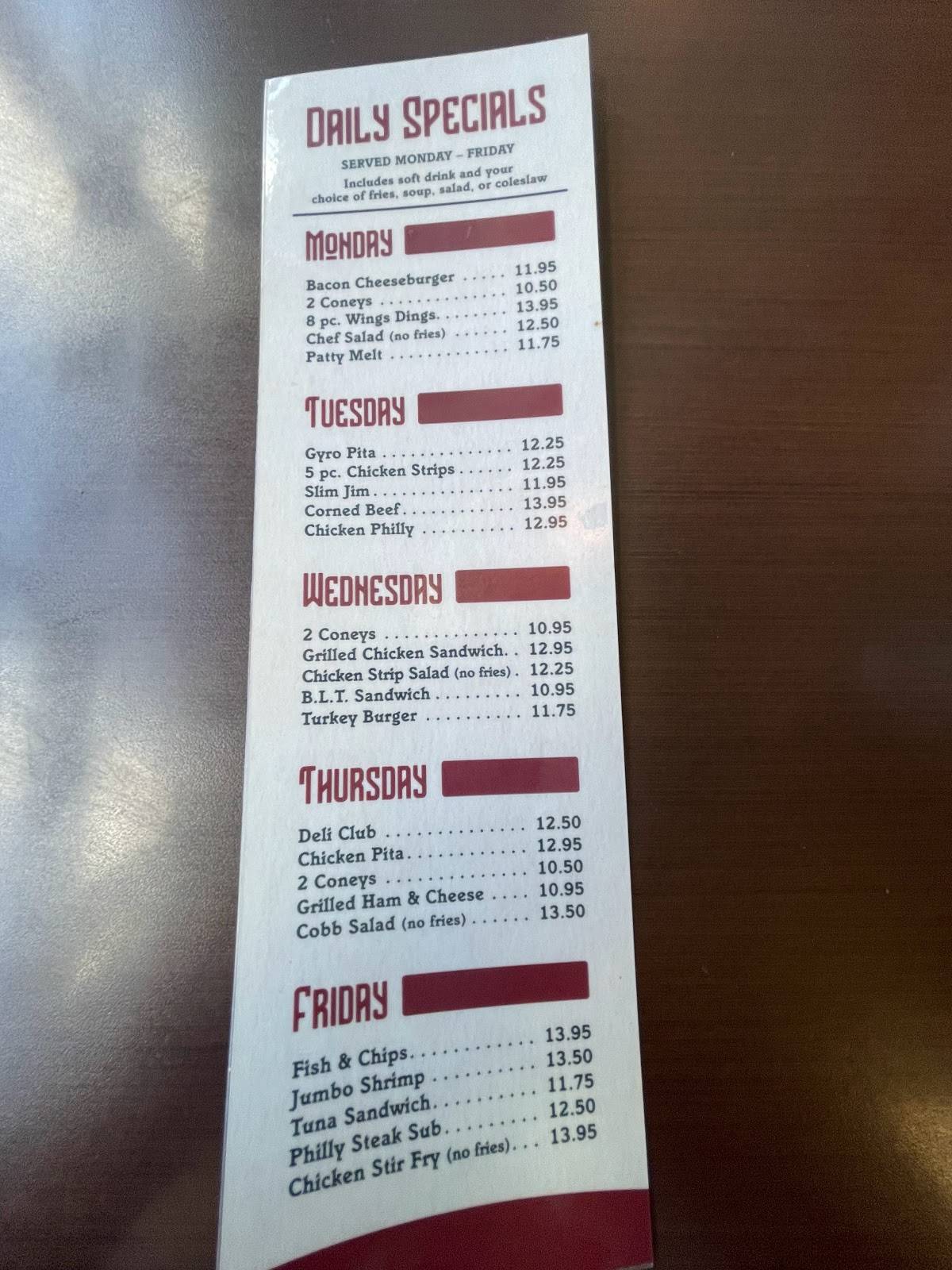 Menu at Olympic Grill restaurant, Detroit, 119 W Warren Ave
