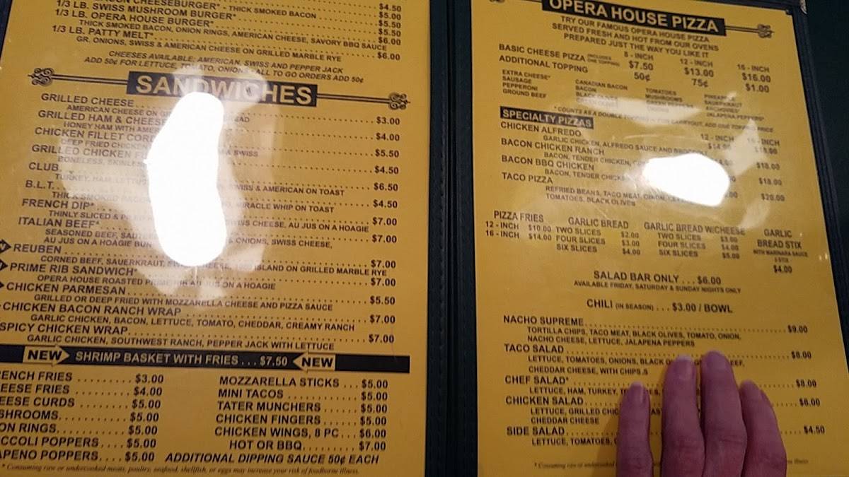 Menu at Opera House Bar & Grill, New Lisbon, 120 S Adams St