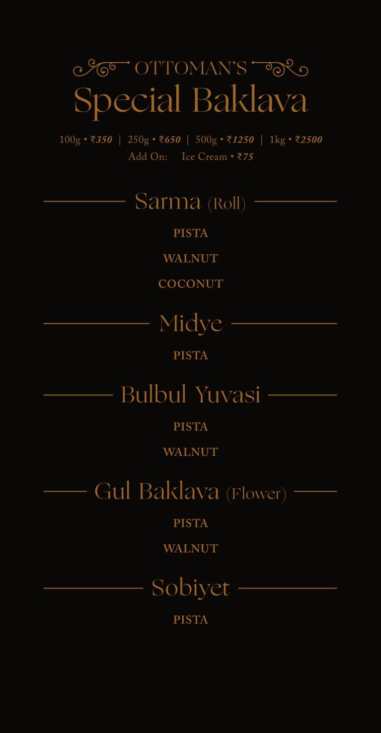 Menu at Ottoman's Doner Kebab, Chennai