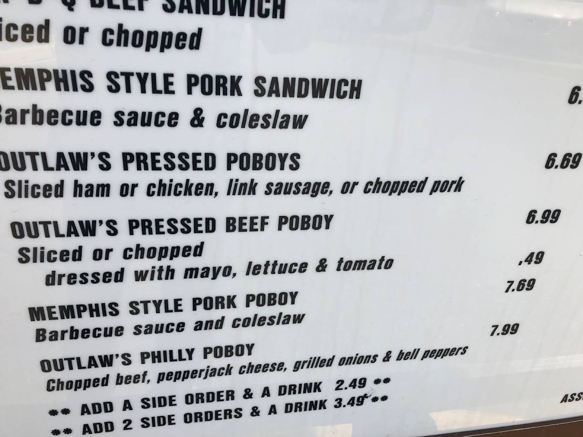 Menu at Outlaws BBQ-Alexandria, LA, Alexandria