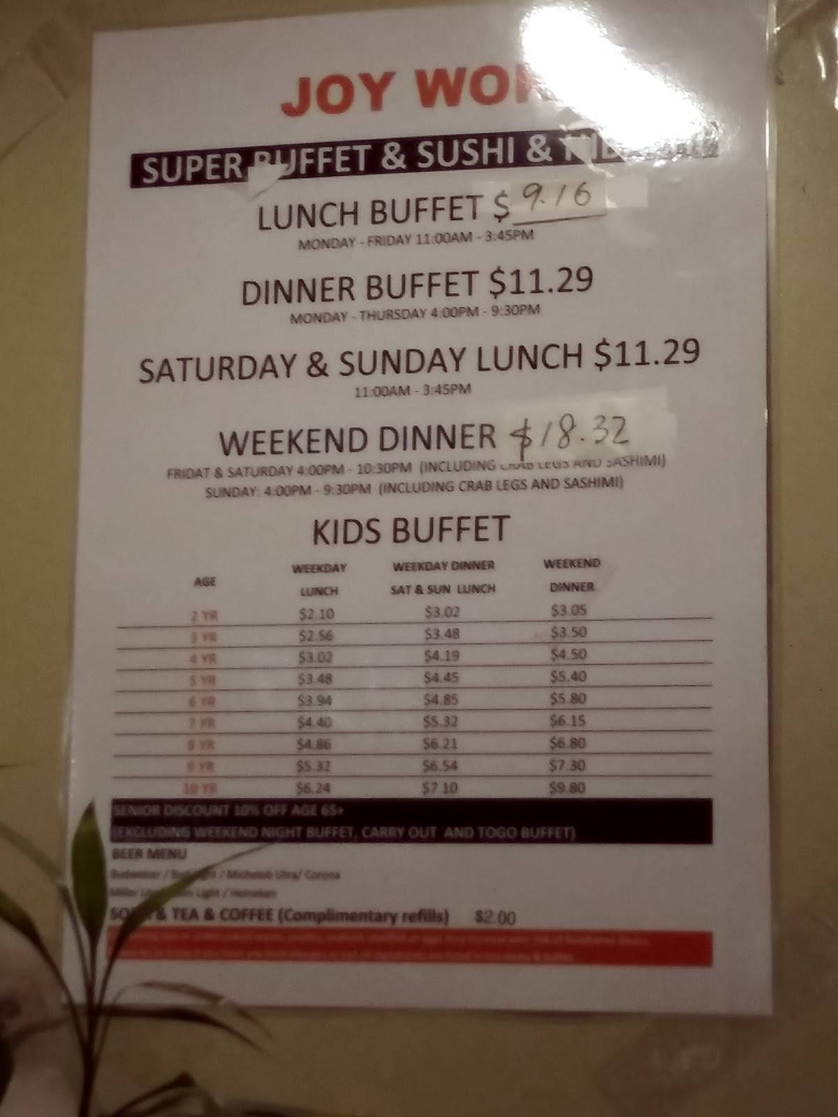 Menu at JOY WOK Super Buffet - Overland Park restaurant, Overland Park ...