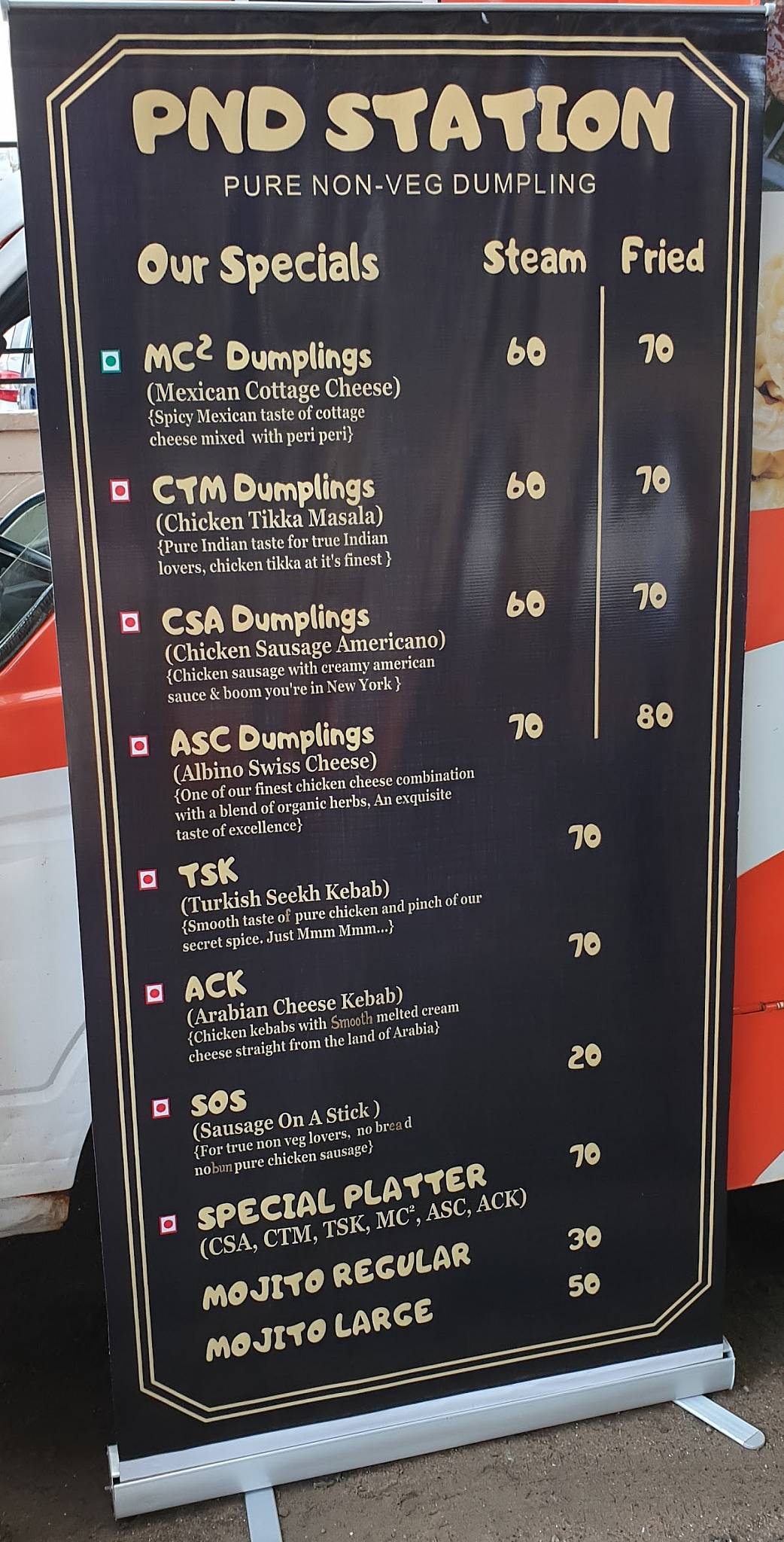 Menu at PND Station, Lucknow