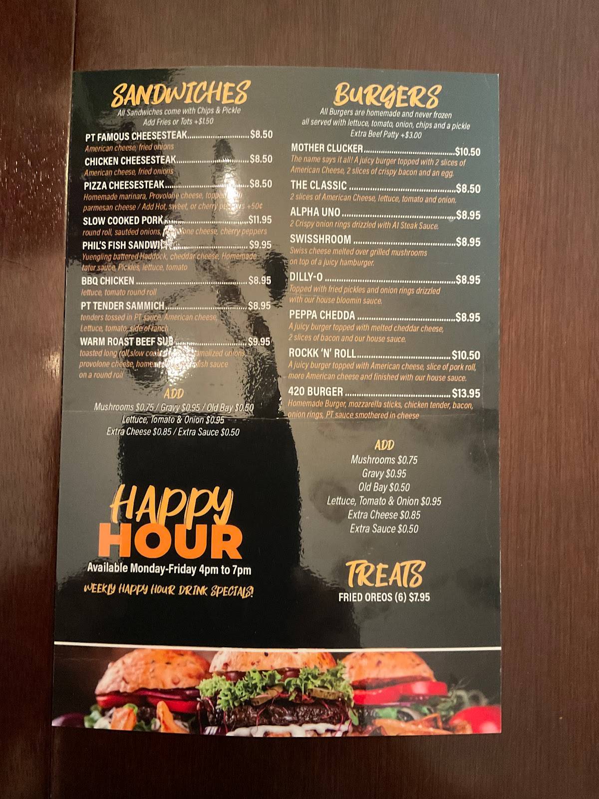 Menu at PT's Bar & Package Goods, Carneys Point Township