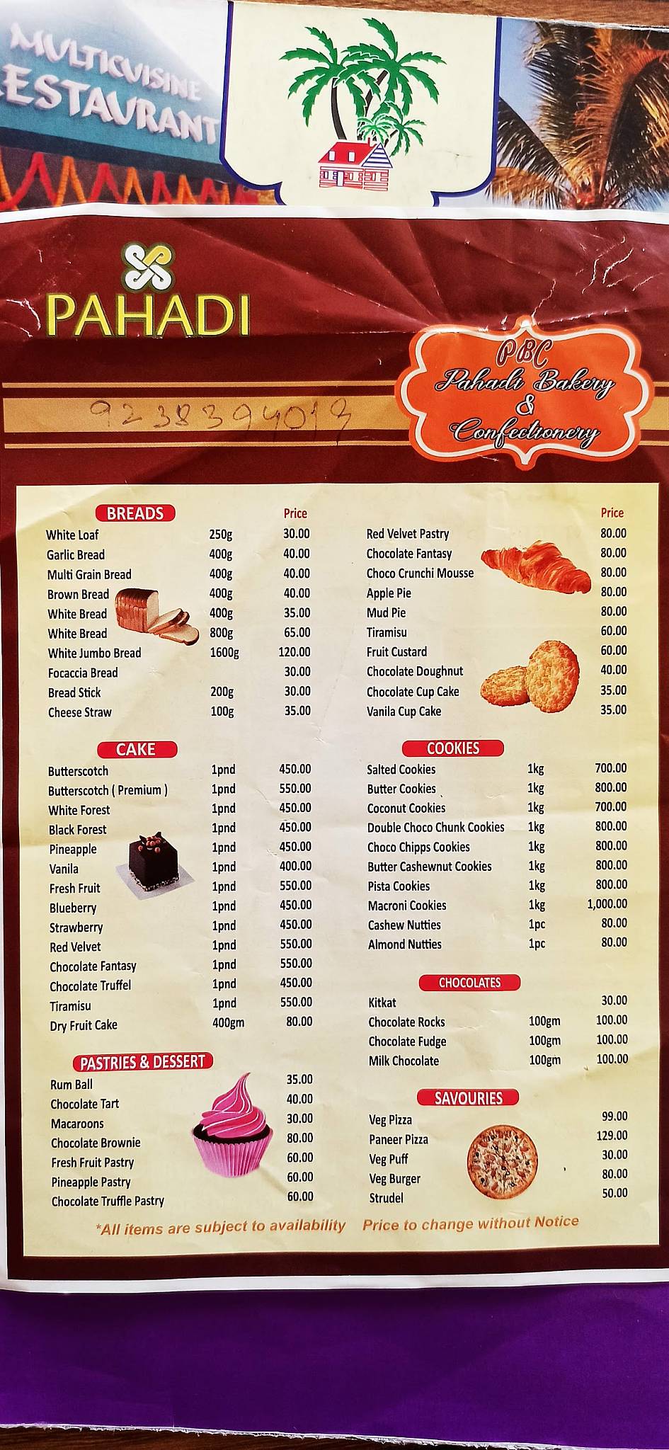 Menu at Pahadi Restaurant, Gopapali