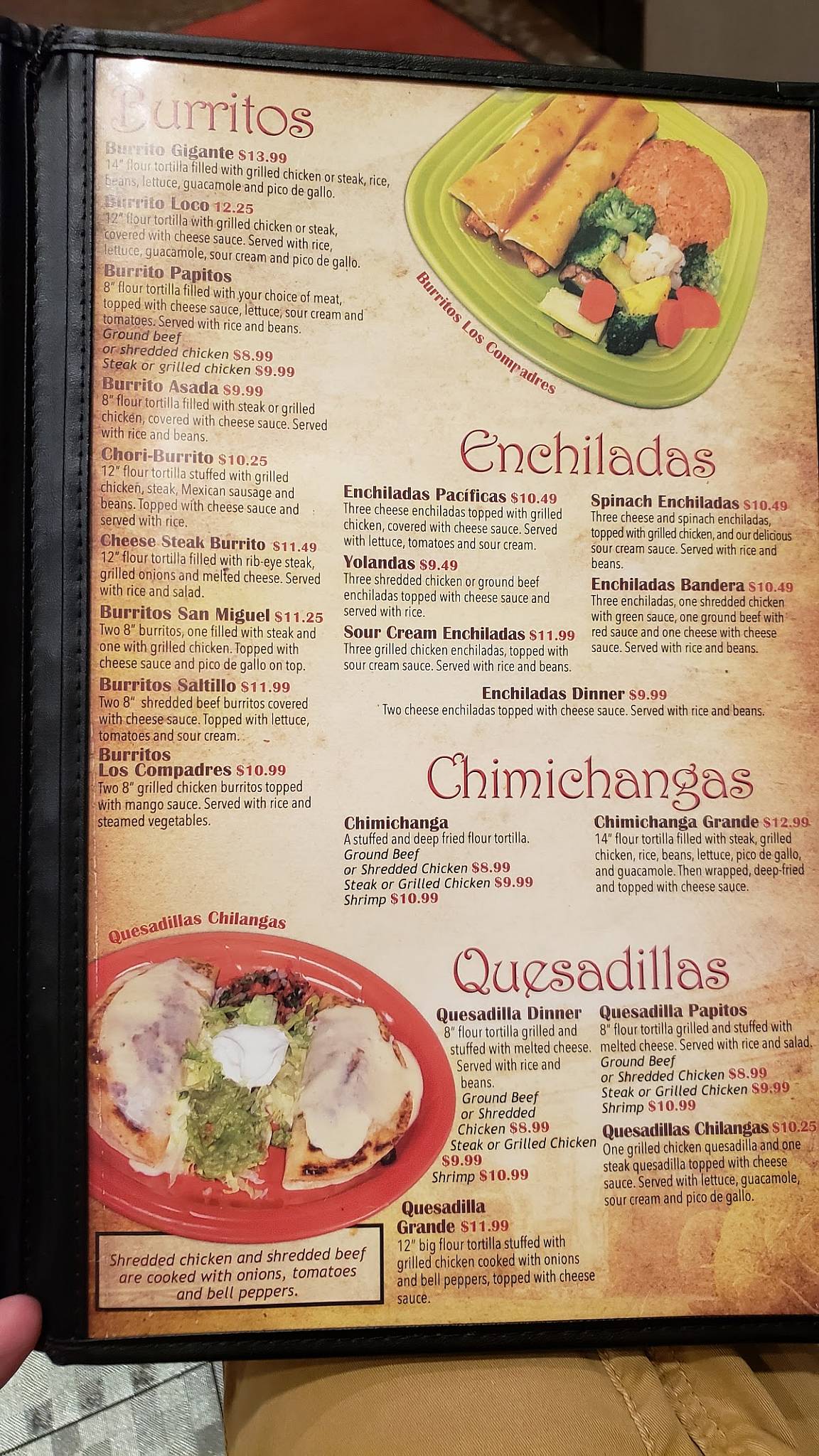 Menu at Papitos restaurant, Jonesboro