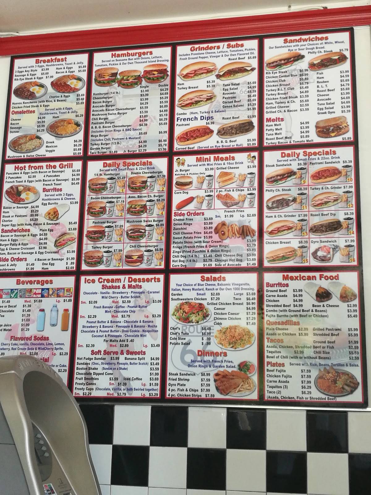Menu at Connal's restaurant, Pasadena