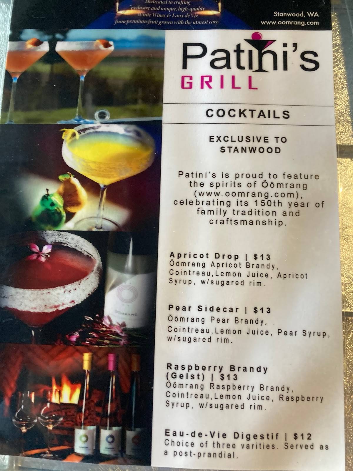 Menu at Patini's Grill restaurant, Stanwood, 102nd Ave NW