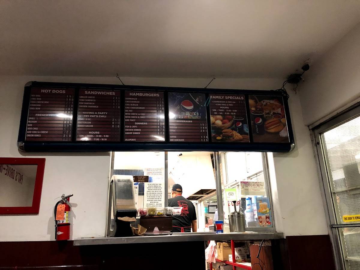 Menu at Pat's Chili Dogs restaurant, Tucson