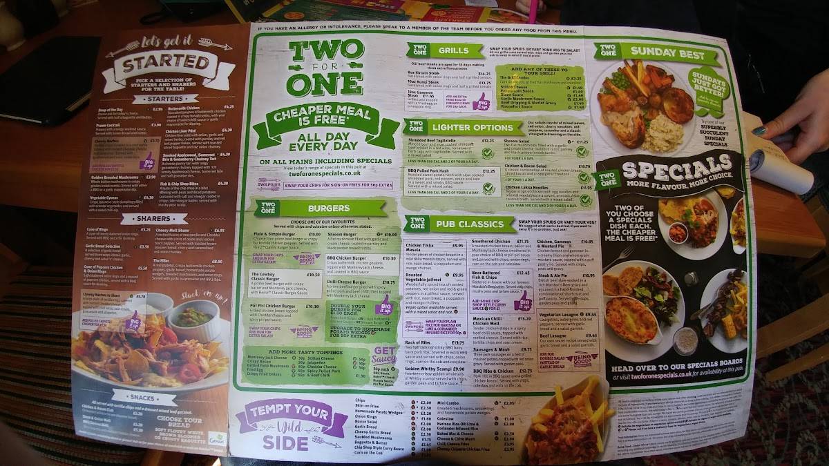 Menu at Peacock pub & bar, Warrington