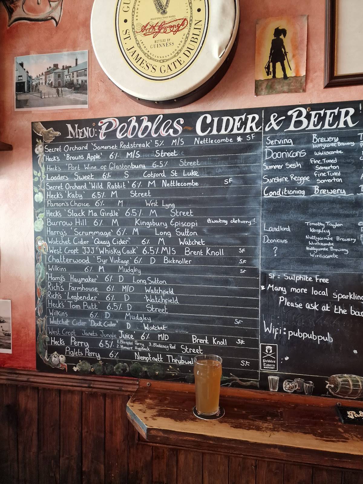 Menu at Pebbles Tavern pub & bar, Watchet