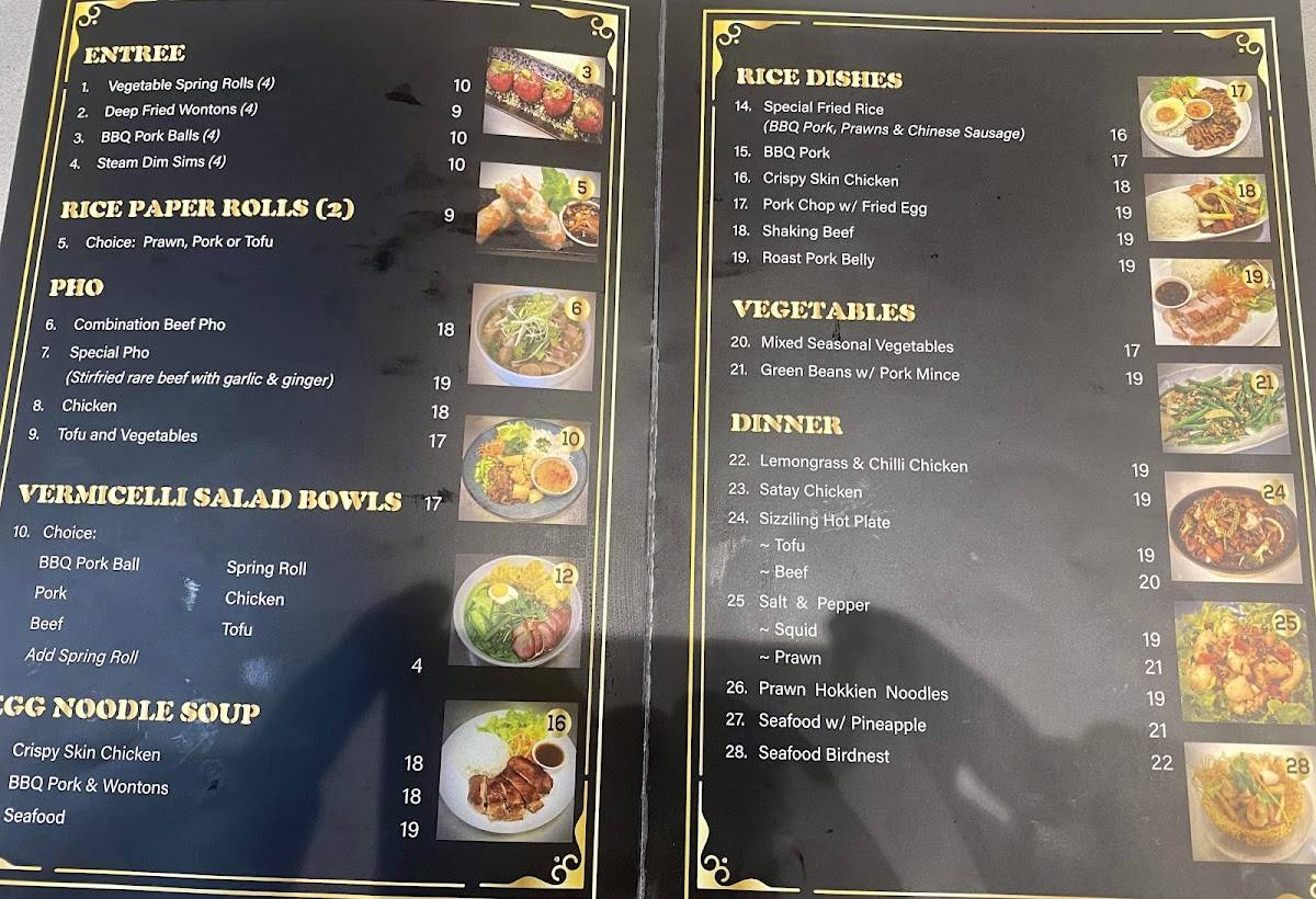 Menu at Pho Real Vietnamese restaurant, Tweed Heads South