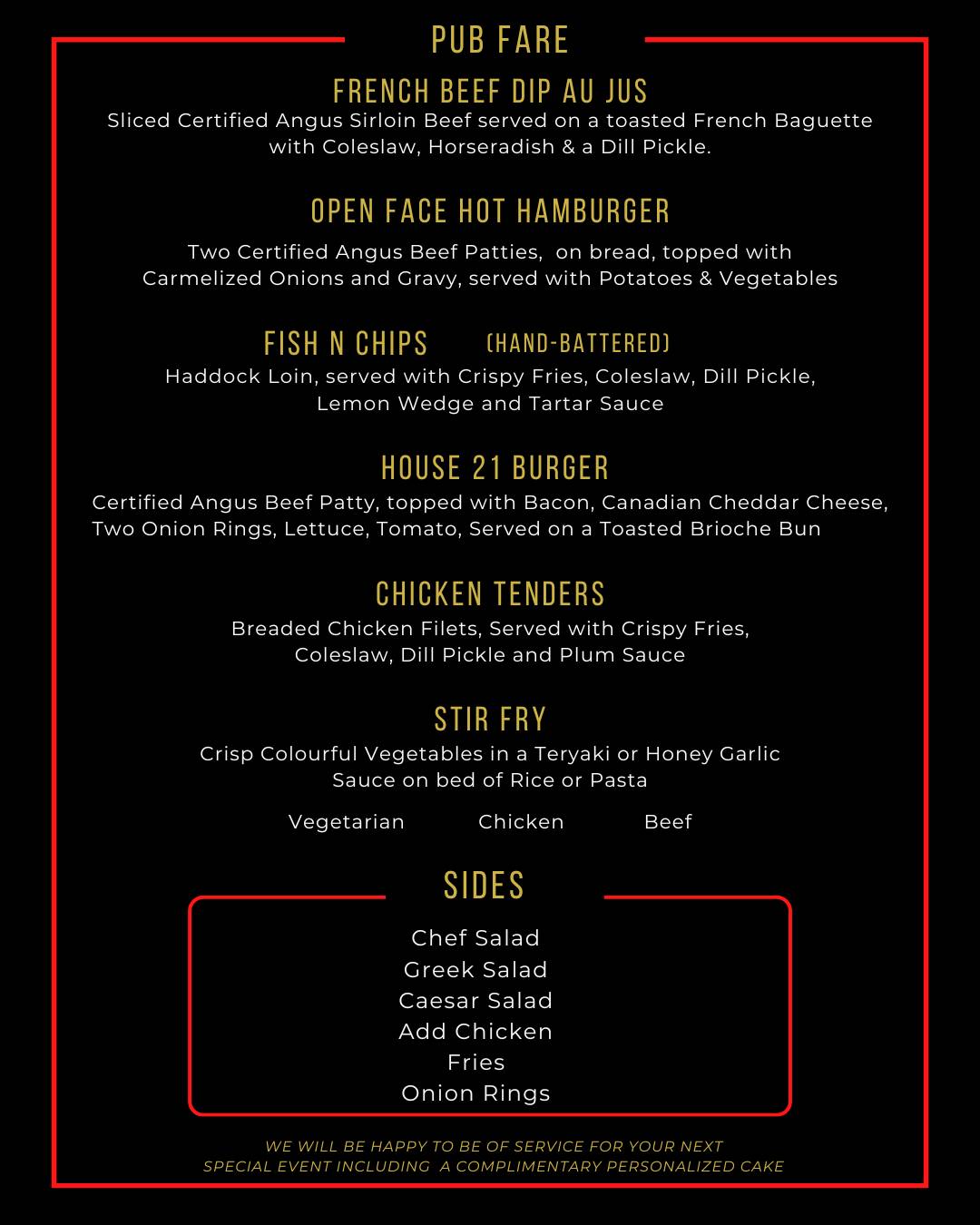 Menu at Pier 21 pub & bar, Penetanguishene