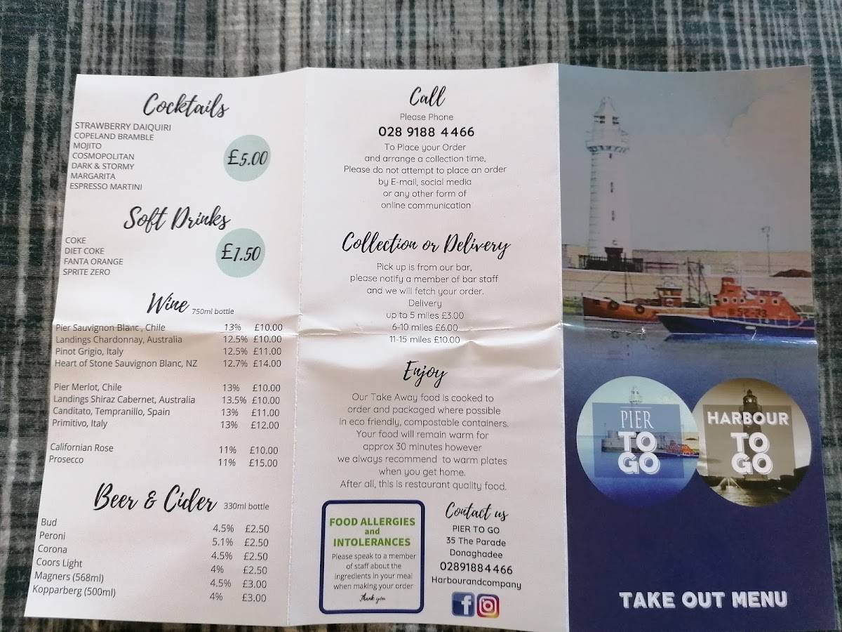 Menu at Pier 36 pub & bar, Donaghadee