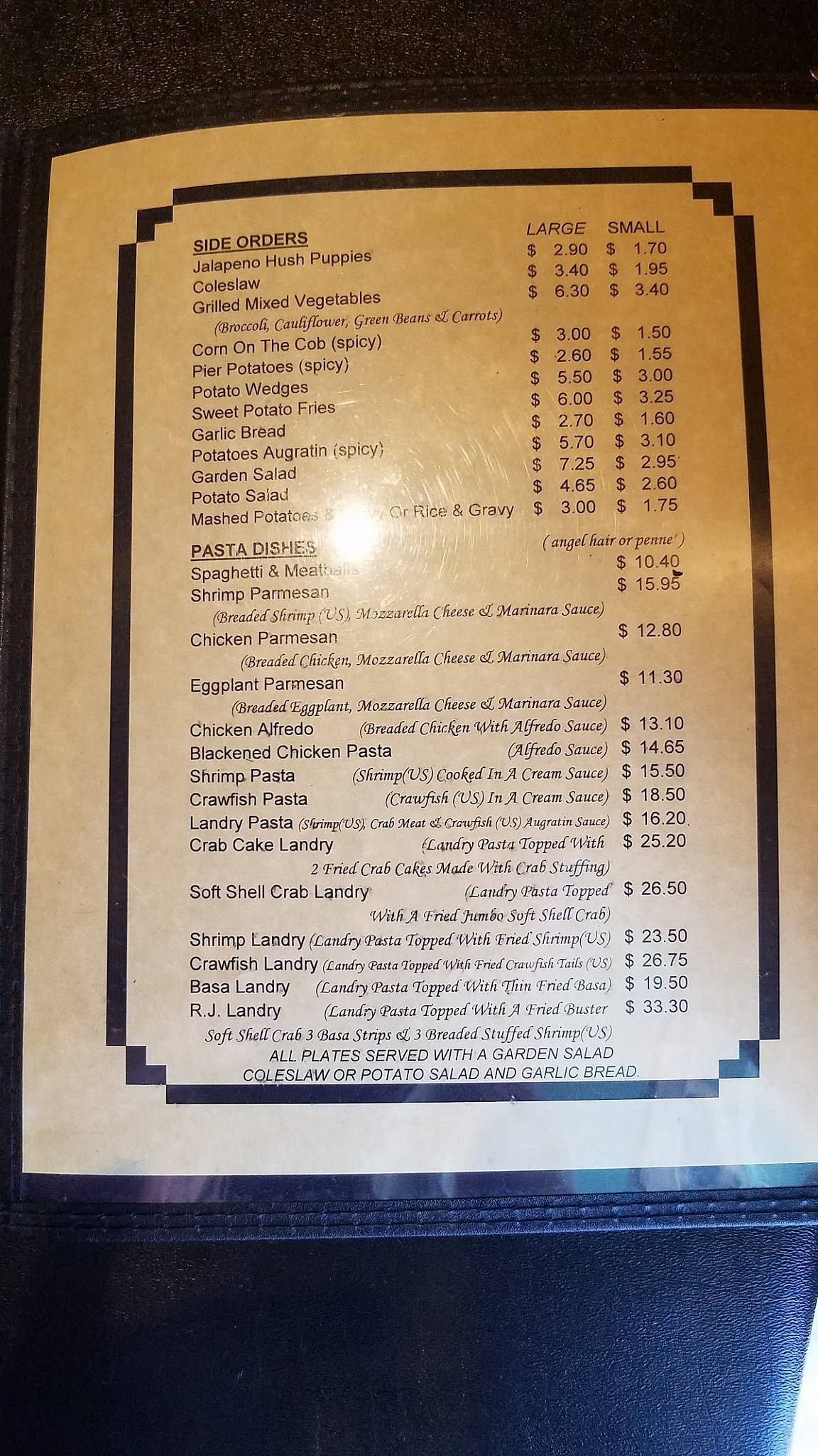 Menu at Pier 51 Seafood Restaurant & Oyster Bar, LaPlace