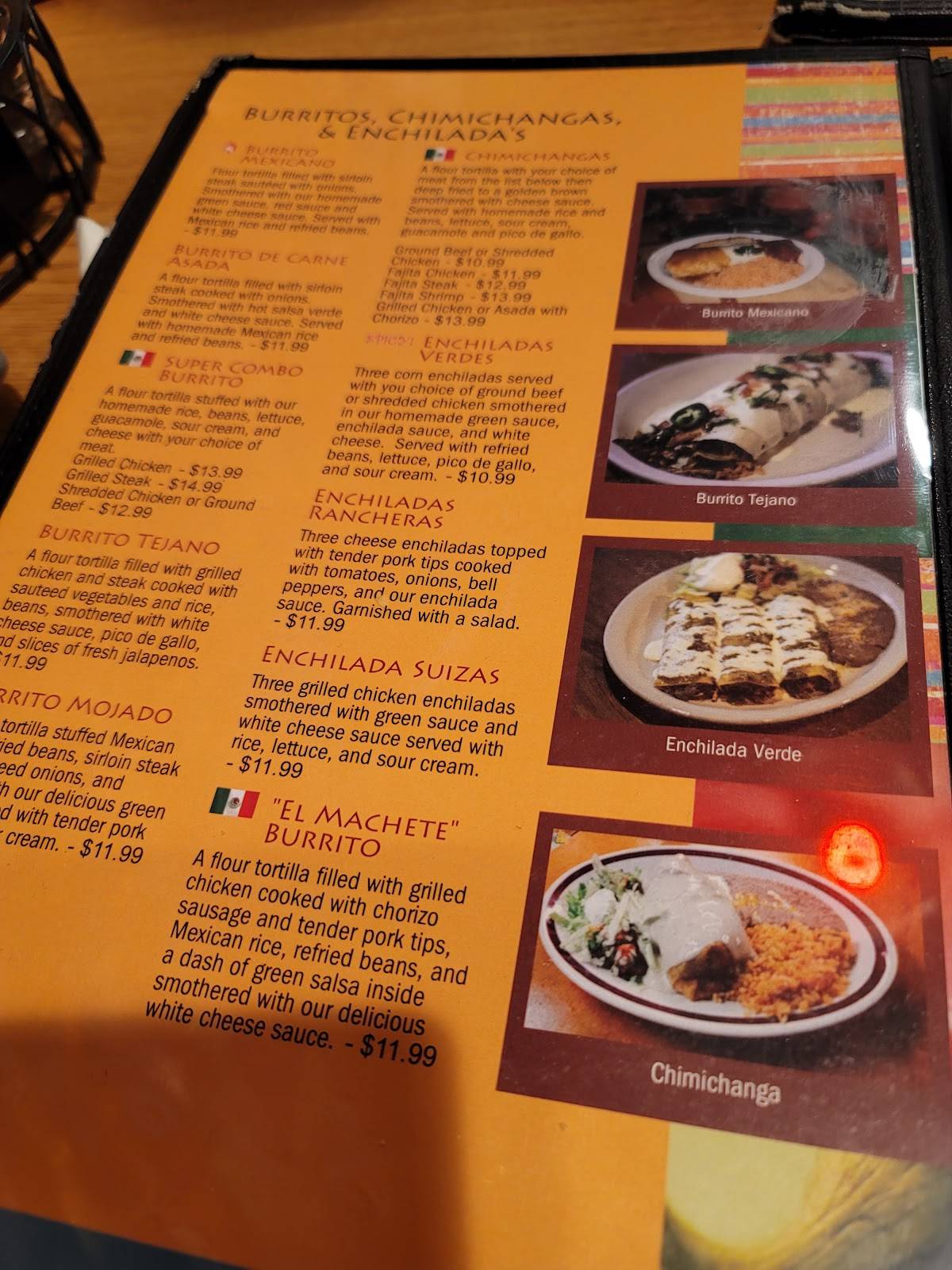 Menu at El Ranchero Loco restaurant, Pigeon Forge