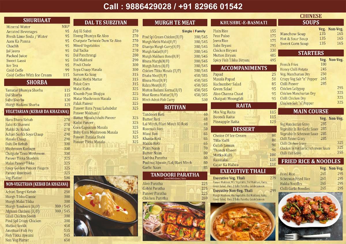 Menu at Pind Balluchi Mantri Square Mall Malleshwaram Bangalore, Bengaluru