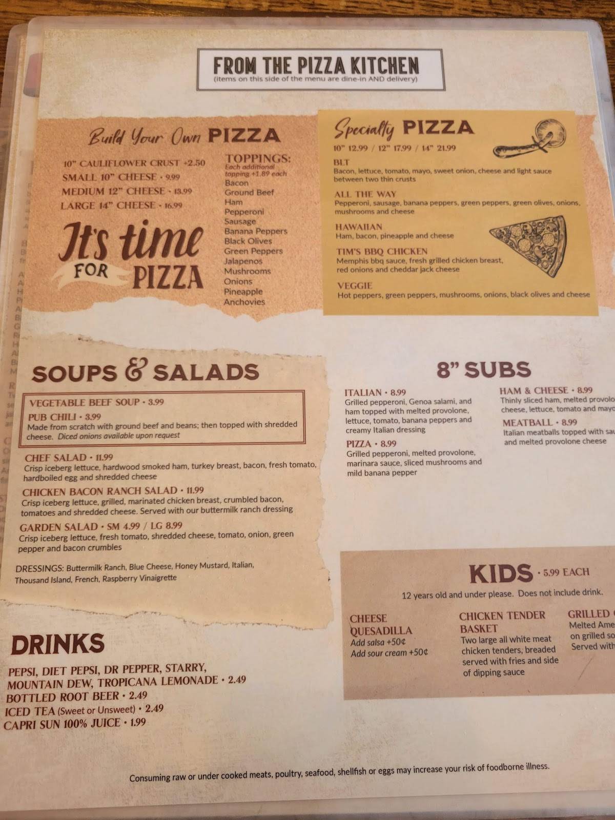 Menu at Bummie's On Main restaurant, Newark