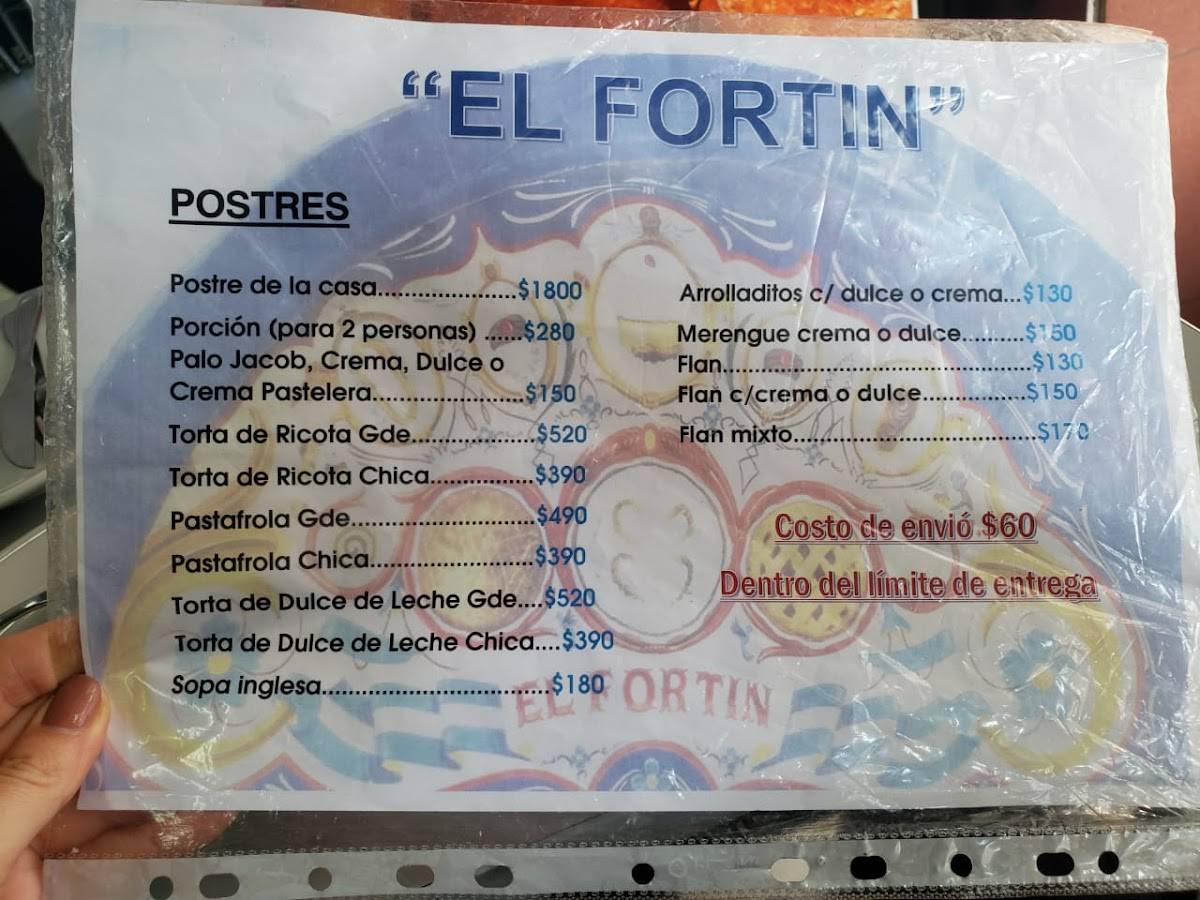 Carta de Pizzería El Fortín, Buenos Aires, Av. Álvarez Jonte 5299
